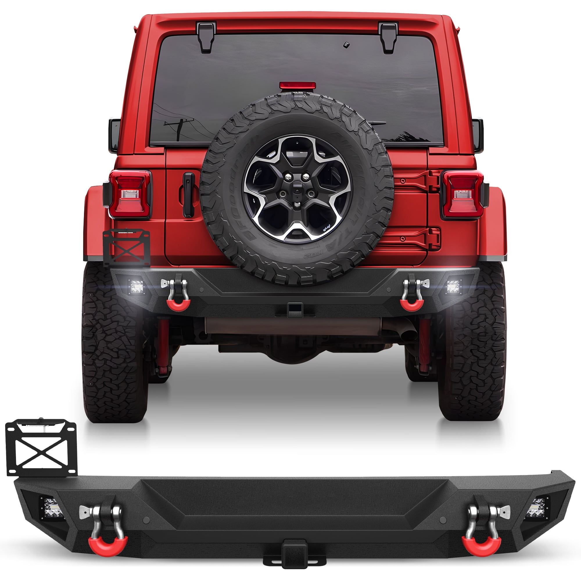 POFENZE Rear Bumper Compatible with Jeep Wrangler JL JLU 2019-2025 Full ...