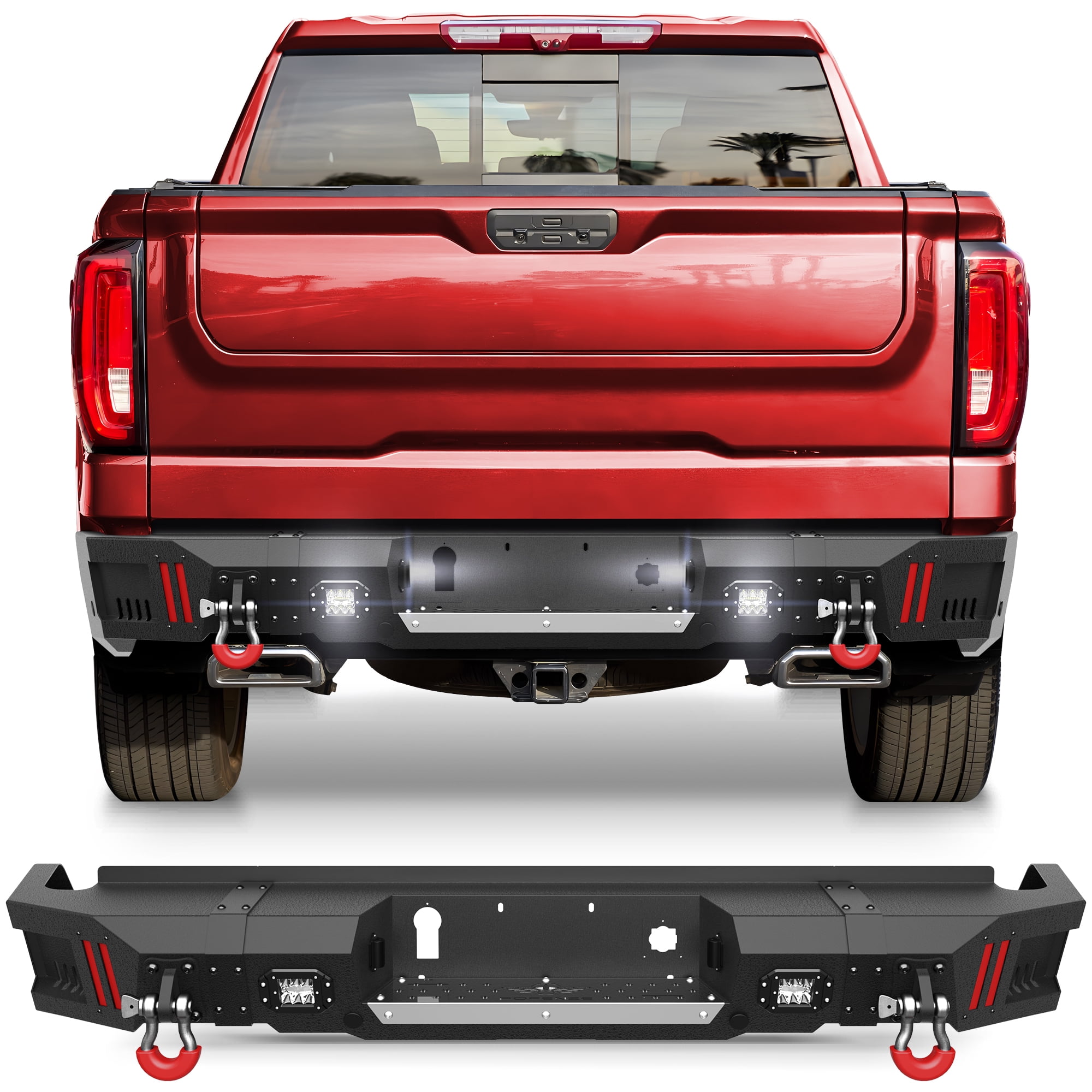 POFENZE Silverado 1500 Rear Bumper Textured Black Pickup Truck Bumper ...