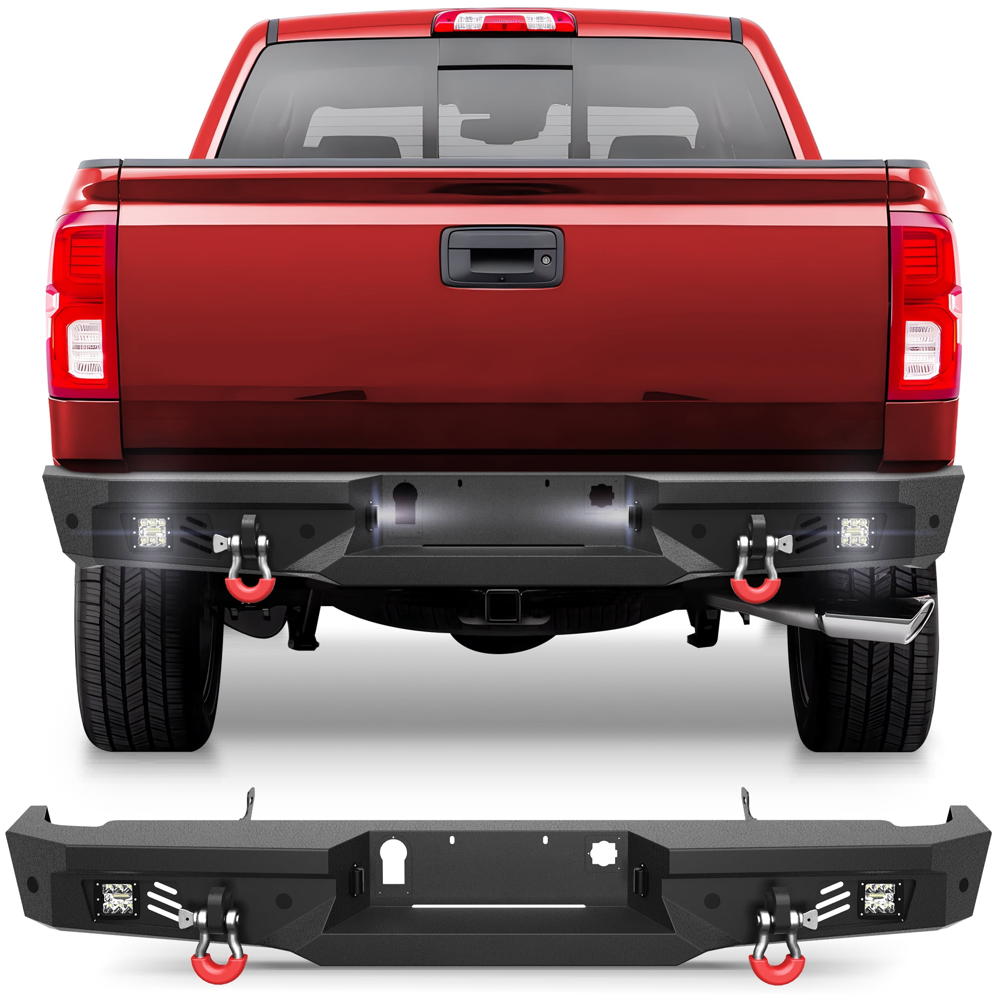 POFENZE Silverado Rear Bumper and Sierra Rear Bumper for 2014-2018 ...