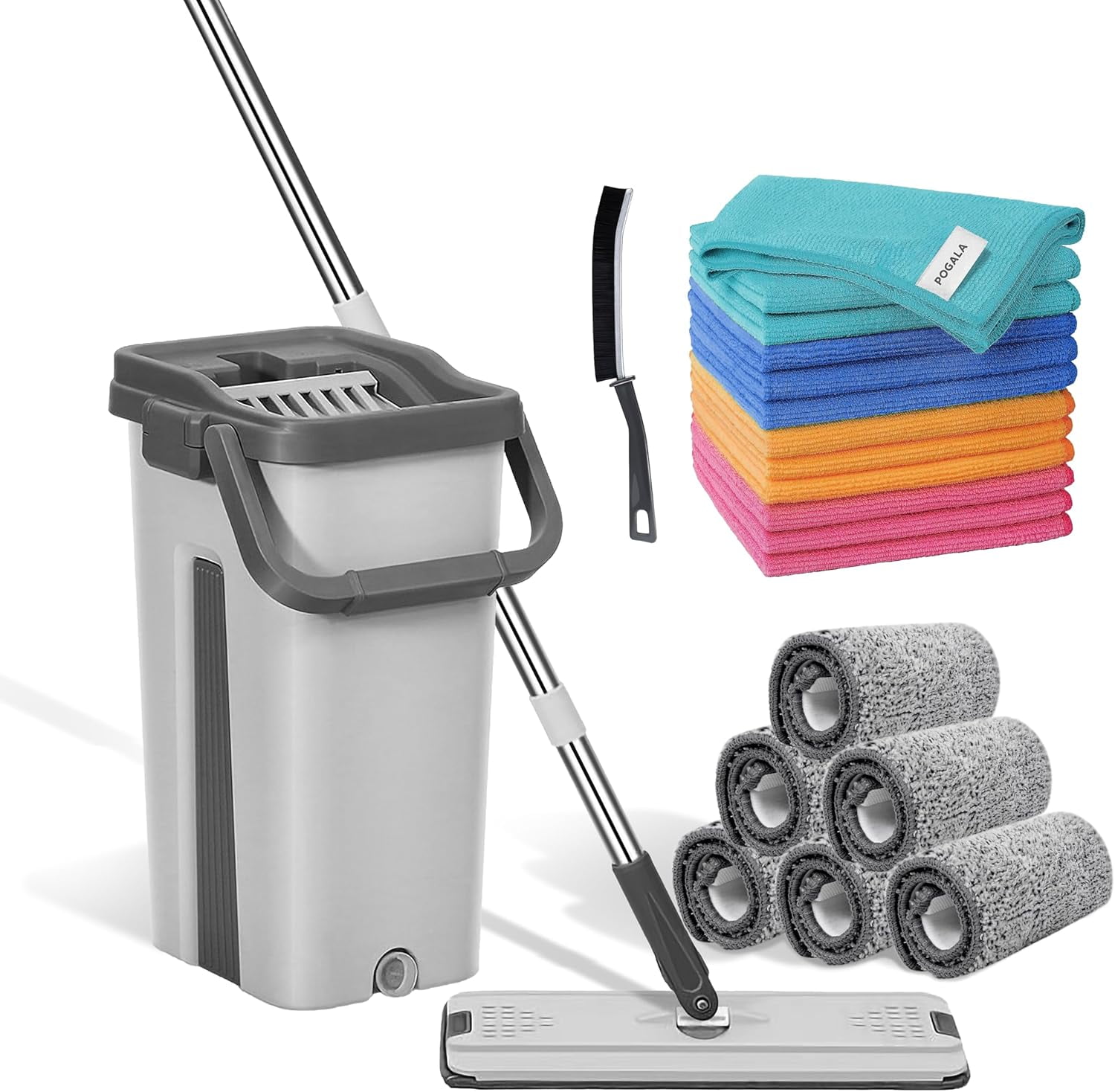 POGALA - Mop Bucket Set with 12 Microfiber Cleaning Towels and a ...