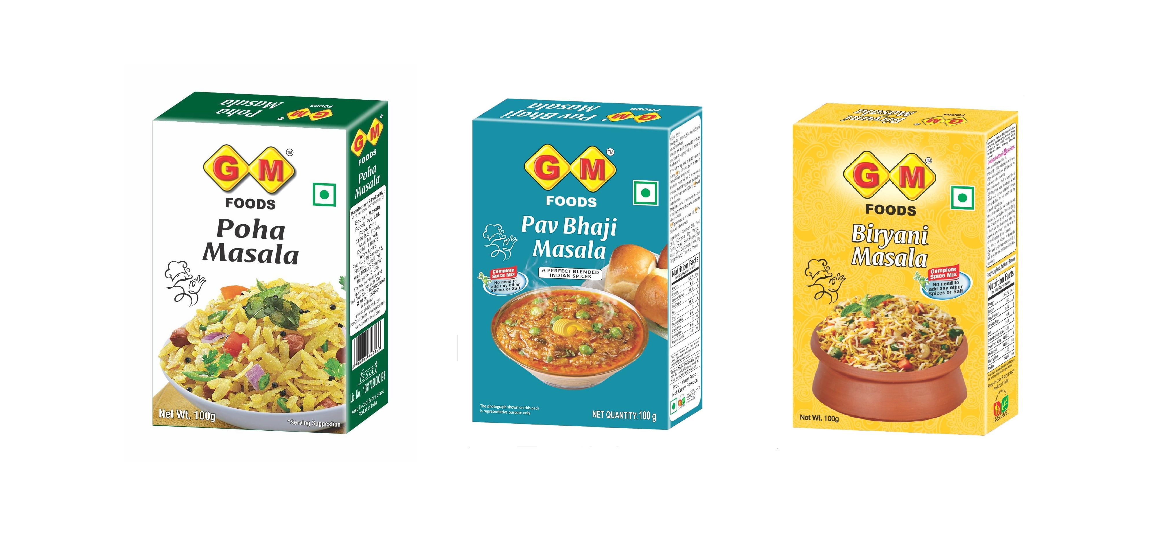 POHA , PAV BHAJI AND BIRYANI MASALA 100 GRAM EACH (COMBO OF 3 ...