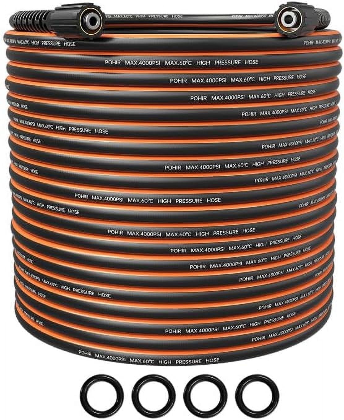 POHIR 100FT Pressure Washer Hose 1/4" 4000PSI Kink Resistant Power ...