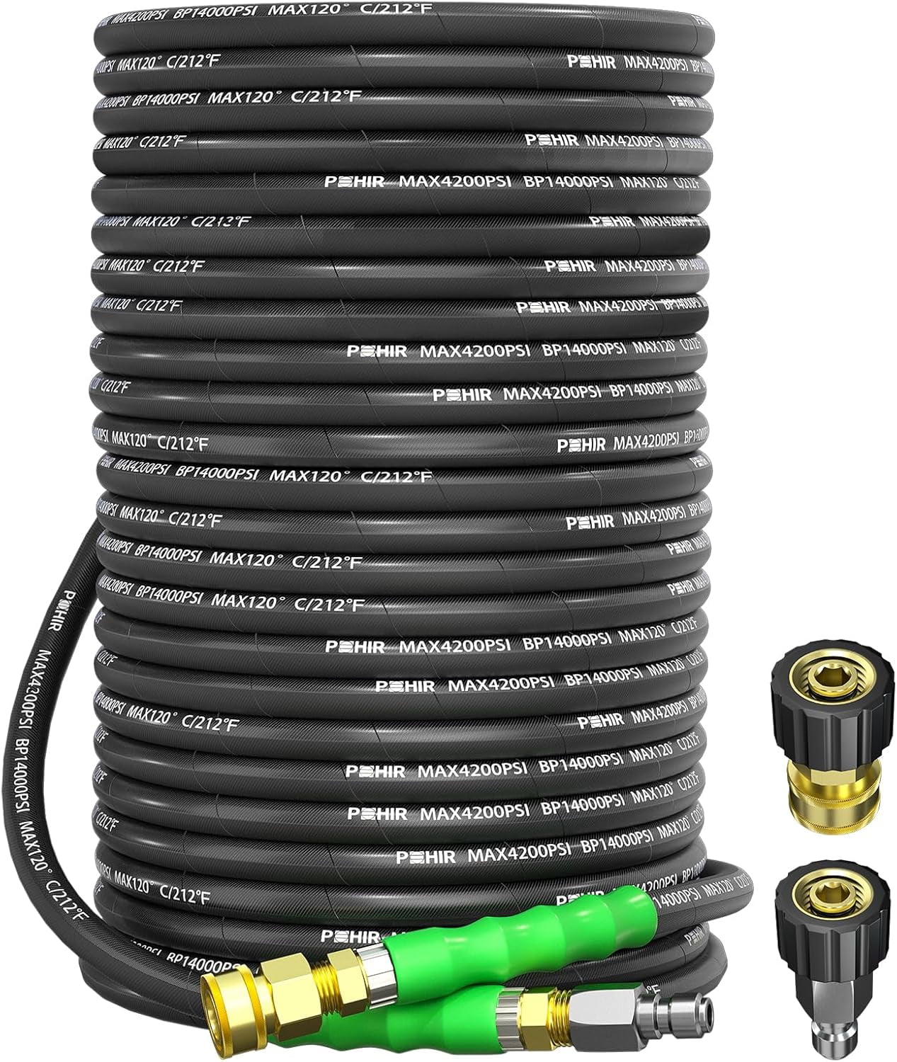POHIR 150FT Pressure Washer Hose 3/8" 4200PSI Kink Resistant Wire Power ...