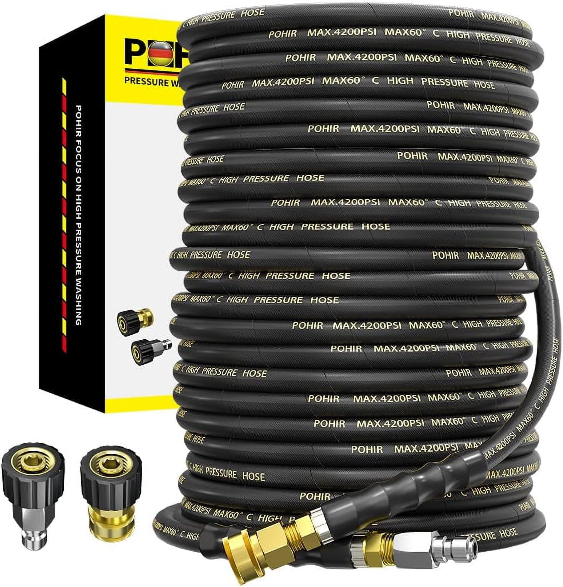 POHIR 4200 PSI Power Washer Hose 100FT 3/8'' High Tensile Wire Braided ...