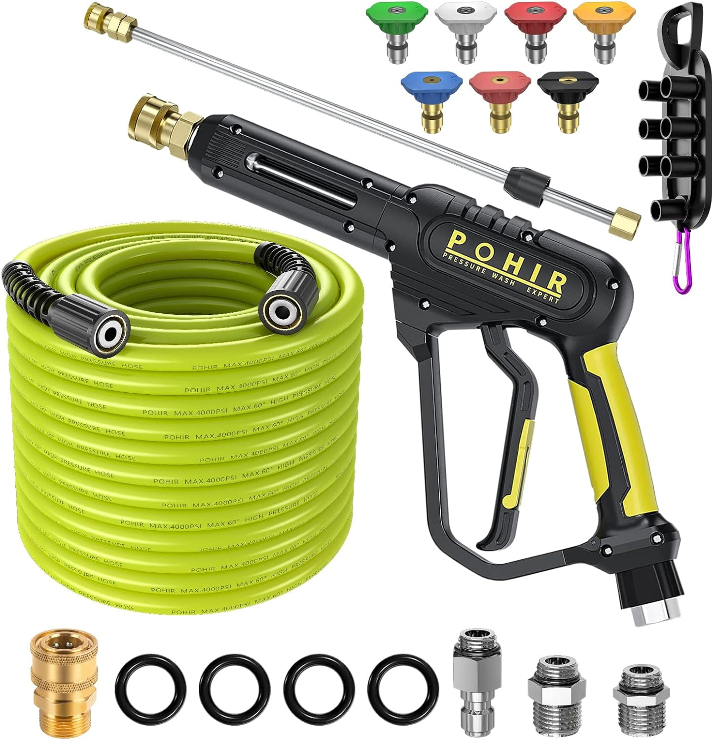 POHIR Pressure Washer Gun and Hose 3600 PSI, Pressure Washer Hose 50ft ...