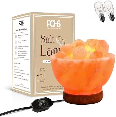 POHS Himalayan Pink Salt Fire Bowl Lamp with Salt Crystal Chunks ...
