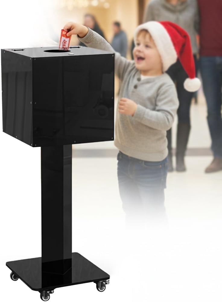 BERPET Extra Large Acrylic Raffle Box with Mobile Stand & Locking ...
