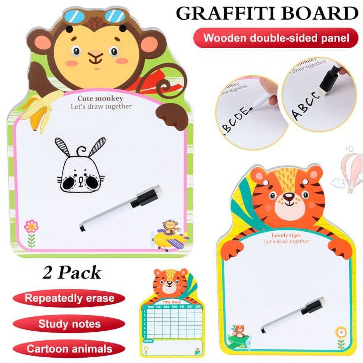 POINTERTECK 2 Pcs Mini Portable Children's Drawing Boards with Holder ...