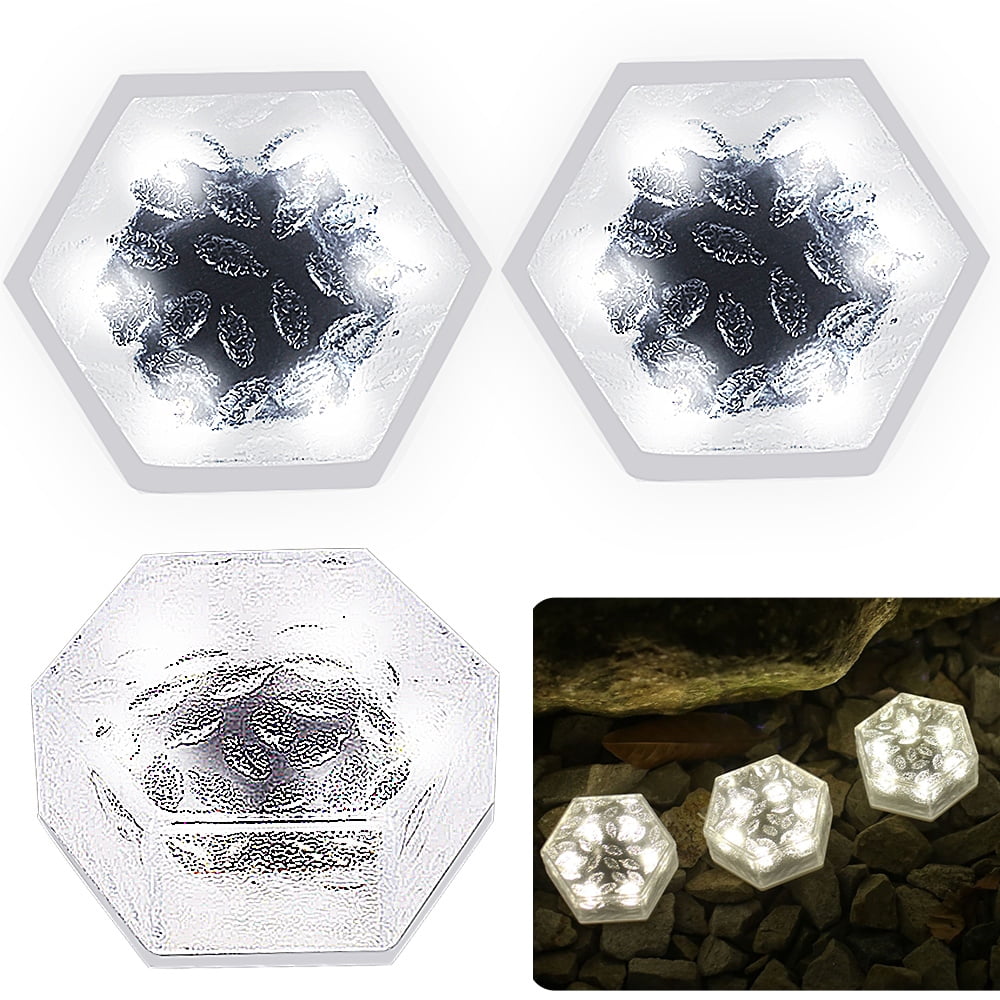 POINTERTECK 3 Pack Solar Brick Lights Ice Cube Light Lamp Frosted LED ...