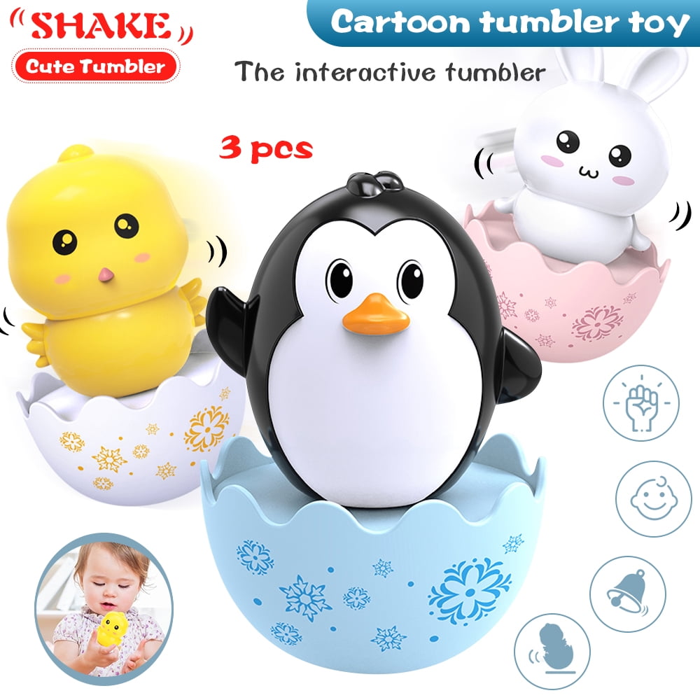 POINTERTECK 3 Pack Tummy Time Toy, Penguin Wobble Toy for Babies 3 ...