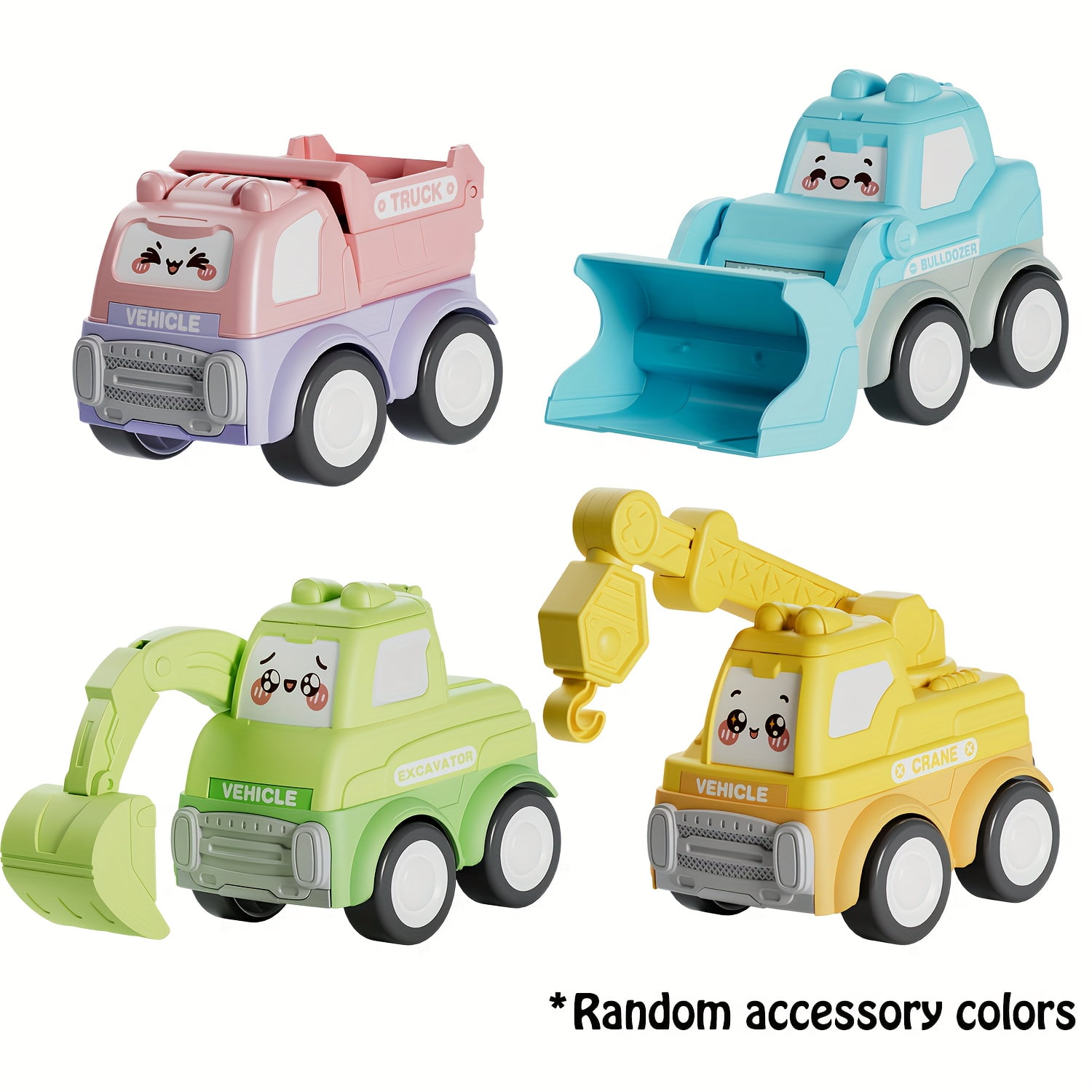 POINTERTECK 4-Piece Friction Powered Construction Vehicle Toy Set Early ...