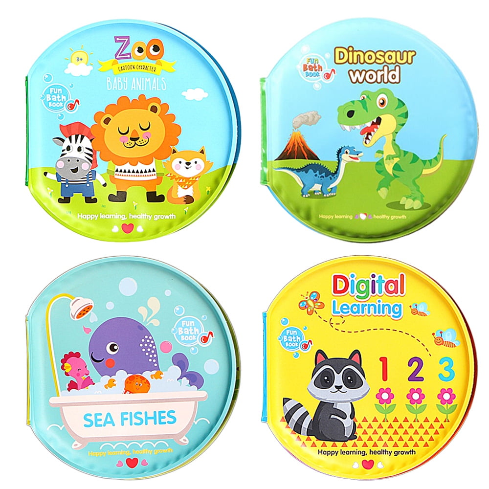 POINTERTECK 4PCS Baby Bath Toys 3 Pack Bath Books for Toddler Books 1-3 ...