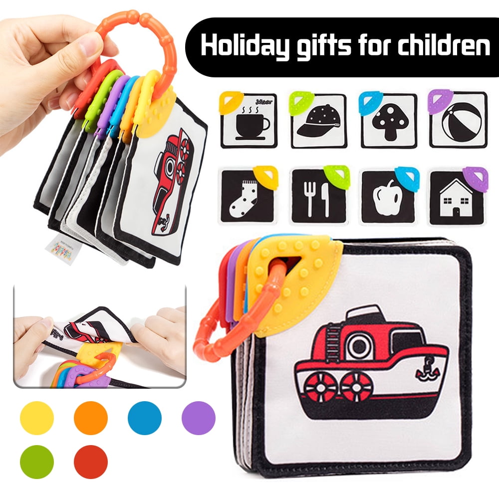 POINTERTECK 6pcs Baby Black White Flash Cards,High Contrast Visual ...