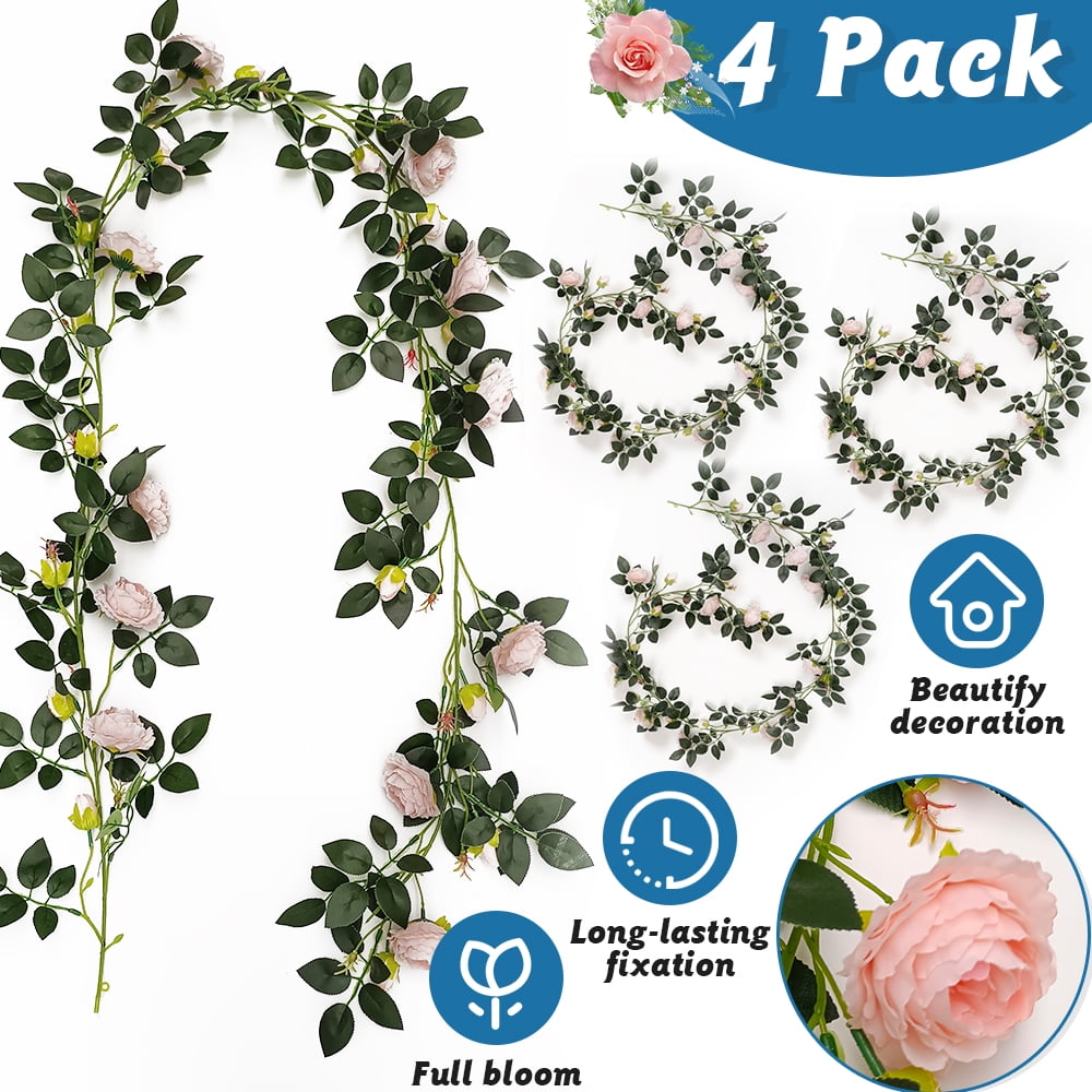 POINTERTECK 13-26 FT Flower Garland Fake Rose Vine Artificial Flower ...