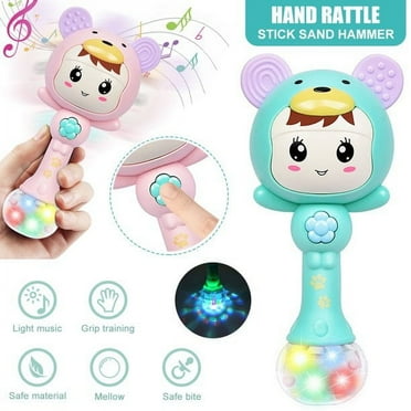 sixwipe Baby Rattle Toys, 2pcs Soft Plush Sensory Animal Handbells ...