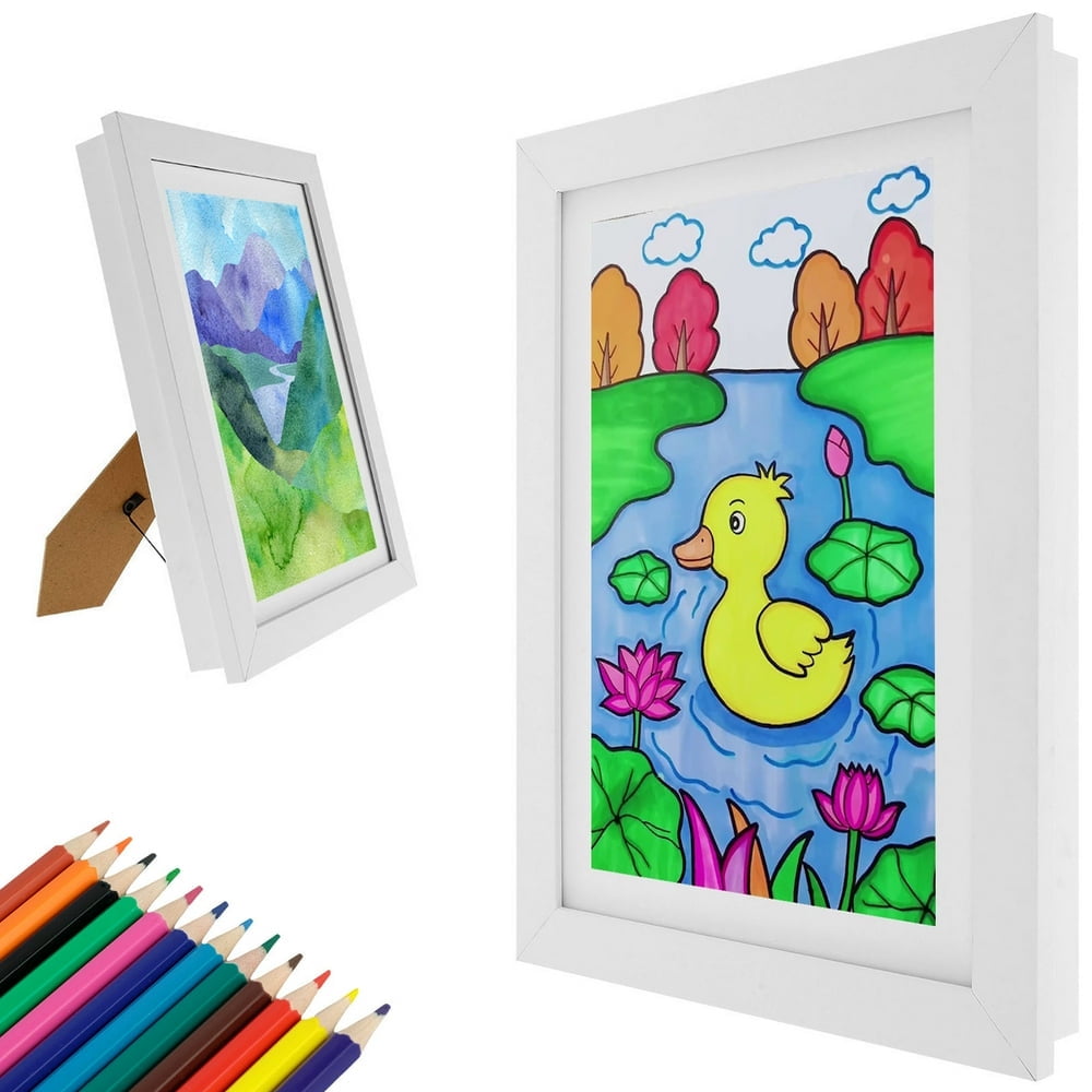 POINTERTECK Kids Art Frame with 12 Colored Pencils A4 Front Opening ...