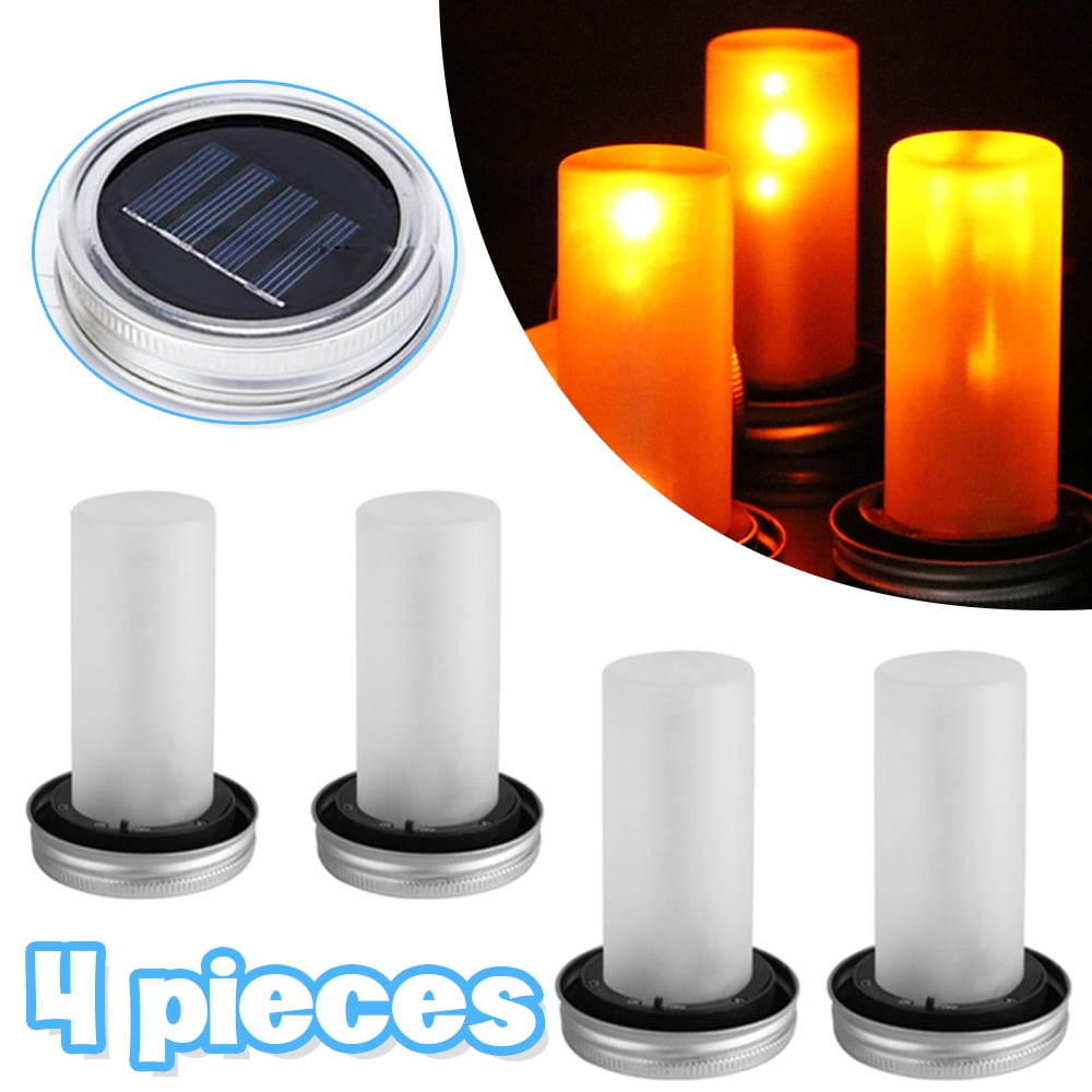 POINTERTECK Mason Jar Lights 4 Pcs LED Solar Mason Jar Lids Lights for ...