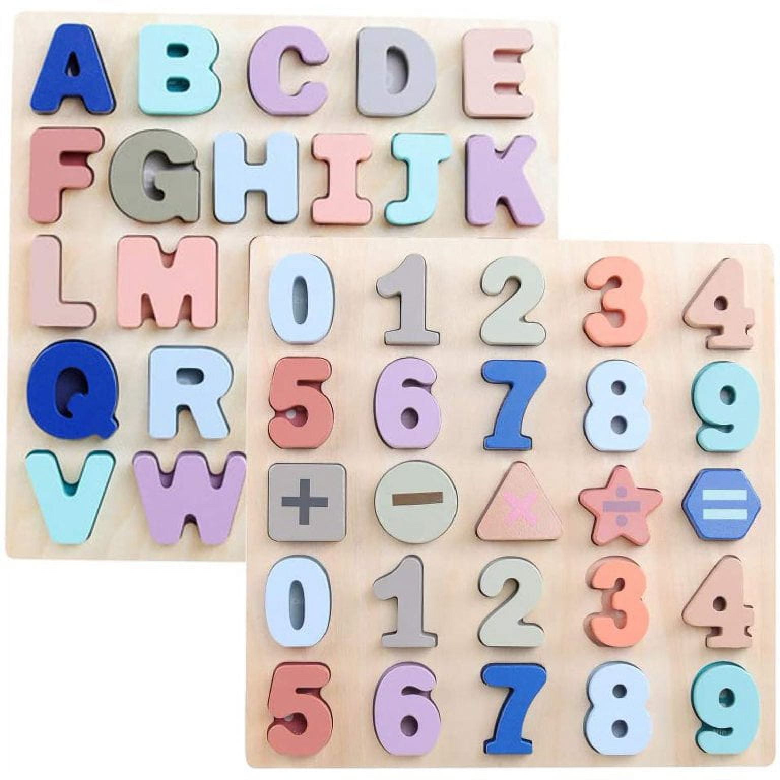 POINTERTECK Number and Alphabet Puzzle Wooden for Toddler with Mild ...