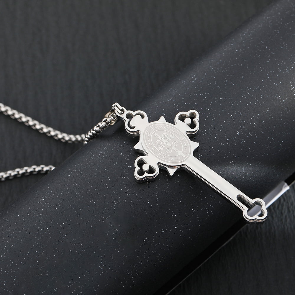 POINTERTECK Simple Style Titanium Steel Cross Necklace Retro ...