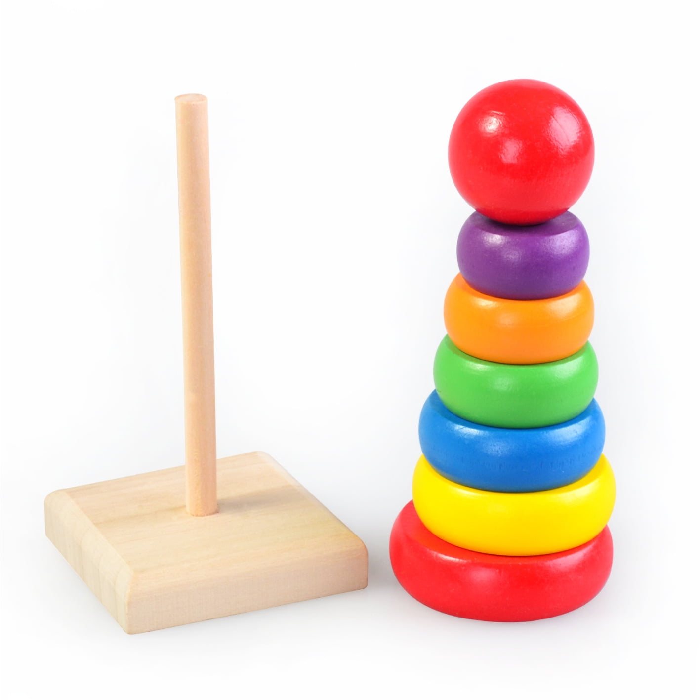 POINTERTECK Stacking Rings Toy,Toddler Learning Toys,Non-Toxic Wooden ...