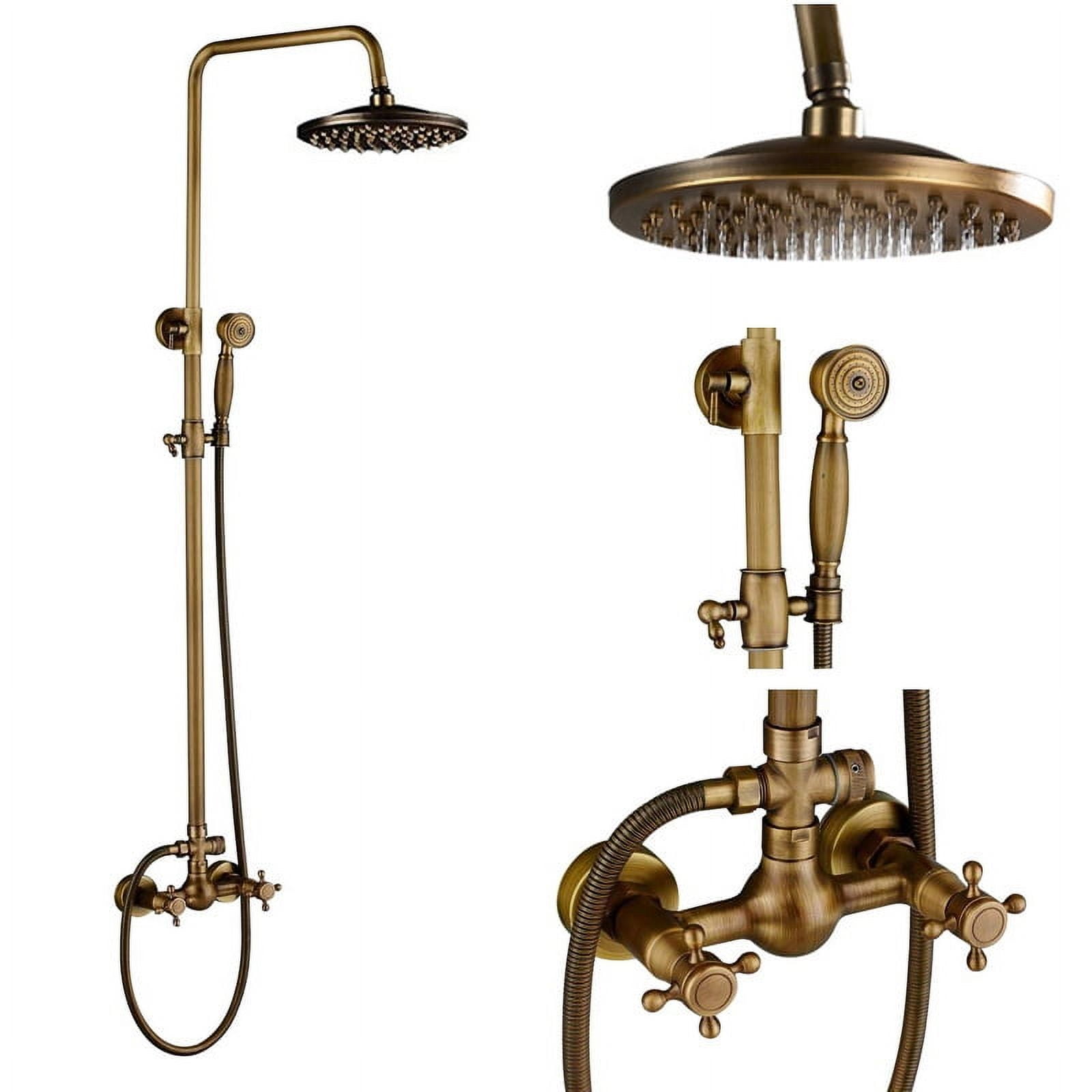 POIQIHY Antique Shower Set Wall Bathroom Bath Shower Faucet Rainfall ...