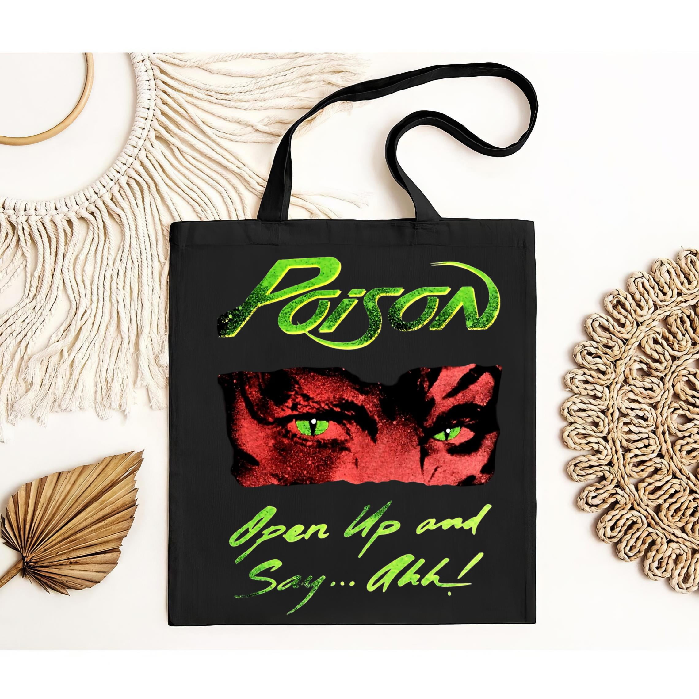 POISON 80s Retro Tote Bag 2 Sided Open Up World Tour Heavy Metal Band ...