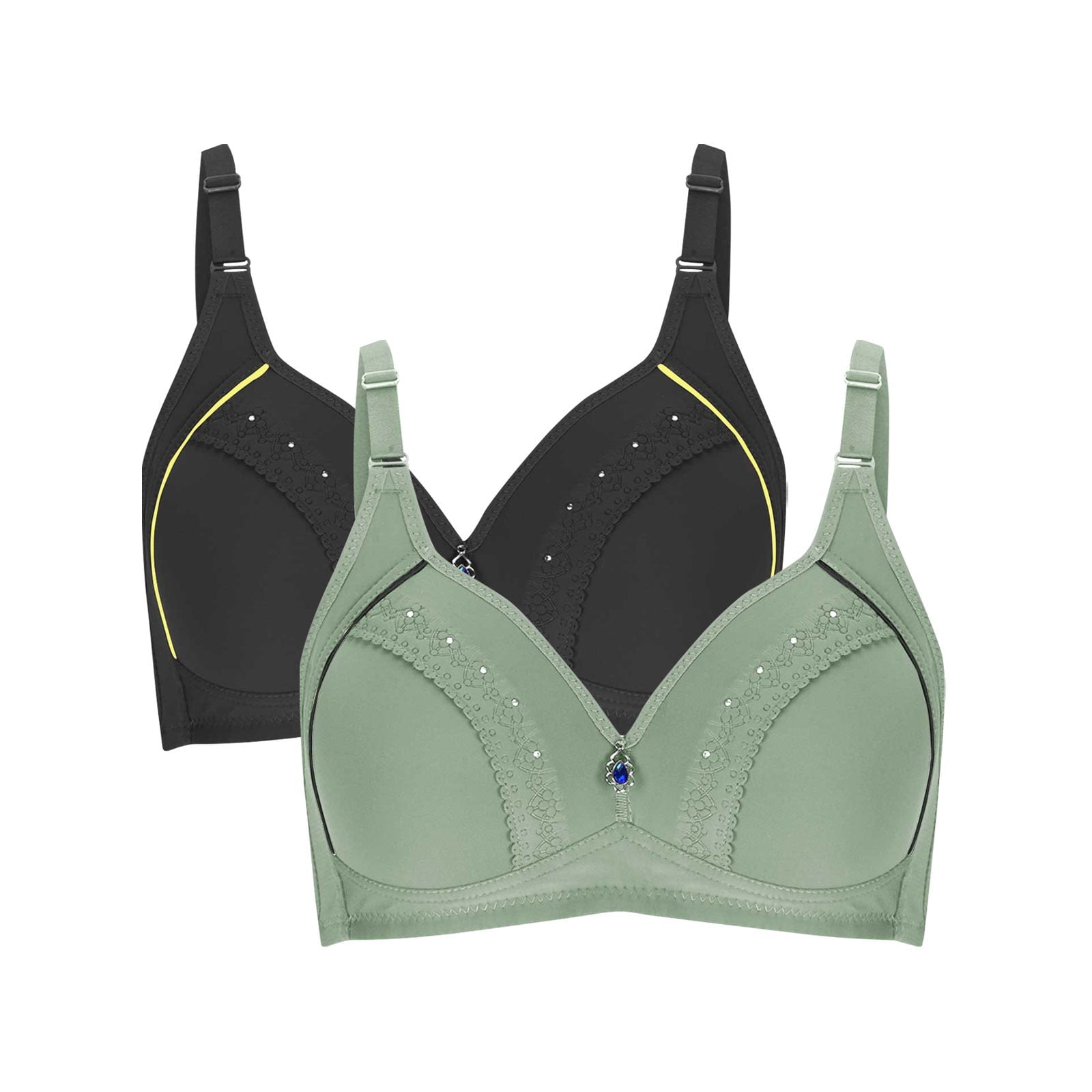 POIUYTR 2Pack Push Up Bra for Women Wirefree Plus Size Brassiere Padded ...