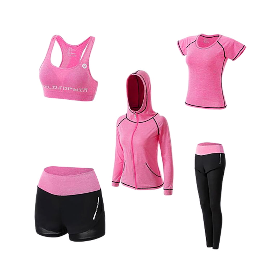 POIUYTR 5pcs Workout Outfits for Women Activewear Athletic Sets Sport ...