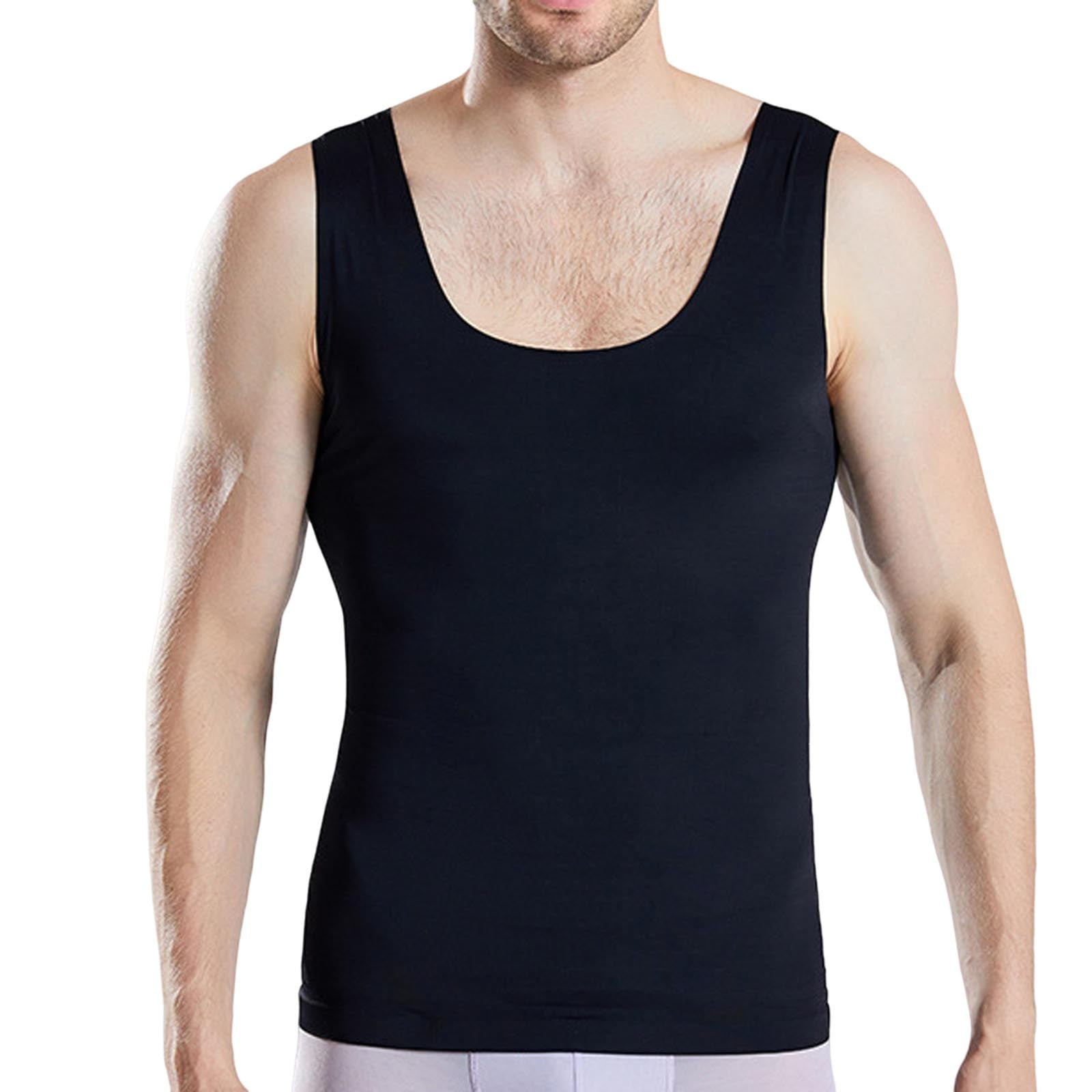 POIUYTR Men's Chest Compression Shirt Shapewear for Body Shaper Sliming ...