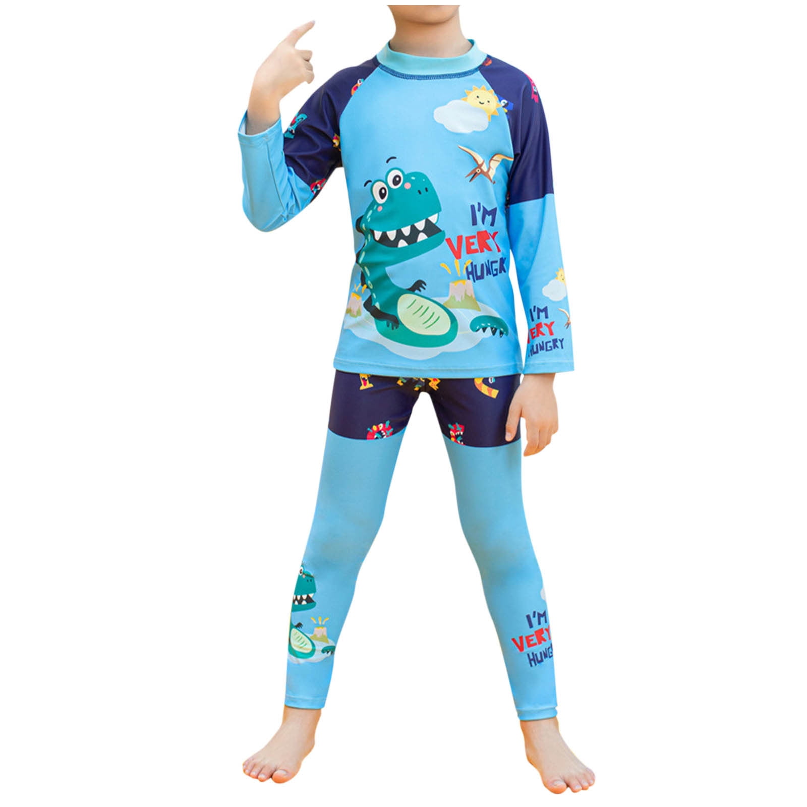 POIUYTR Boys Long Sleeve Swimsuits One-Piece Rash Guard Swimwear Water ...