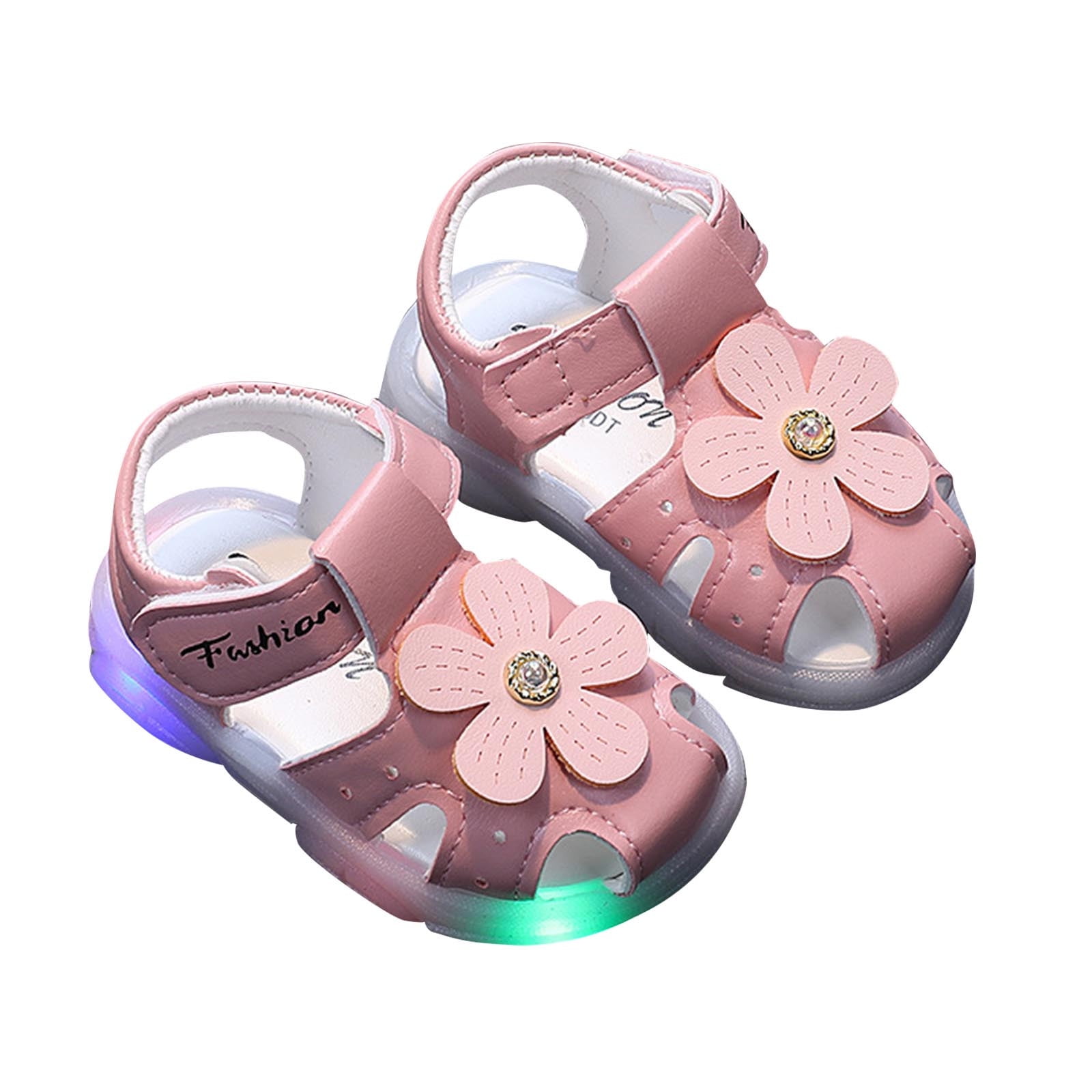 POIUYTR Baby Girls' Light-Up Sandals – Walking Soles with Floral ...