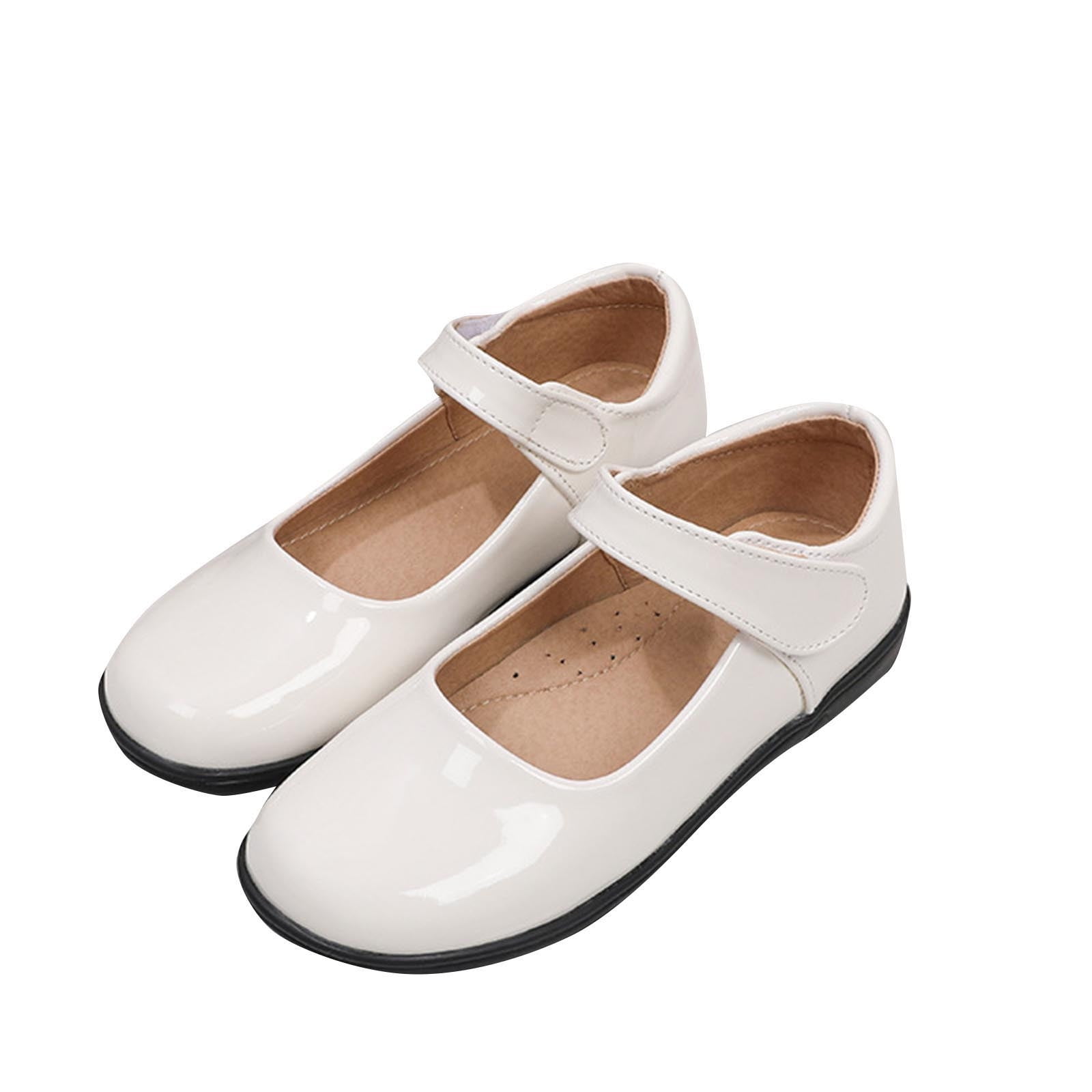 POIUYTR Girls' School Uniform Shoes - Leather Mary Jane Flats with Non ...