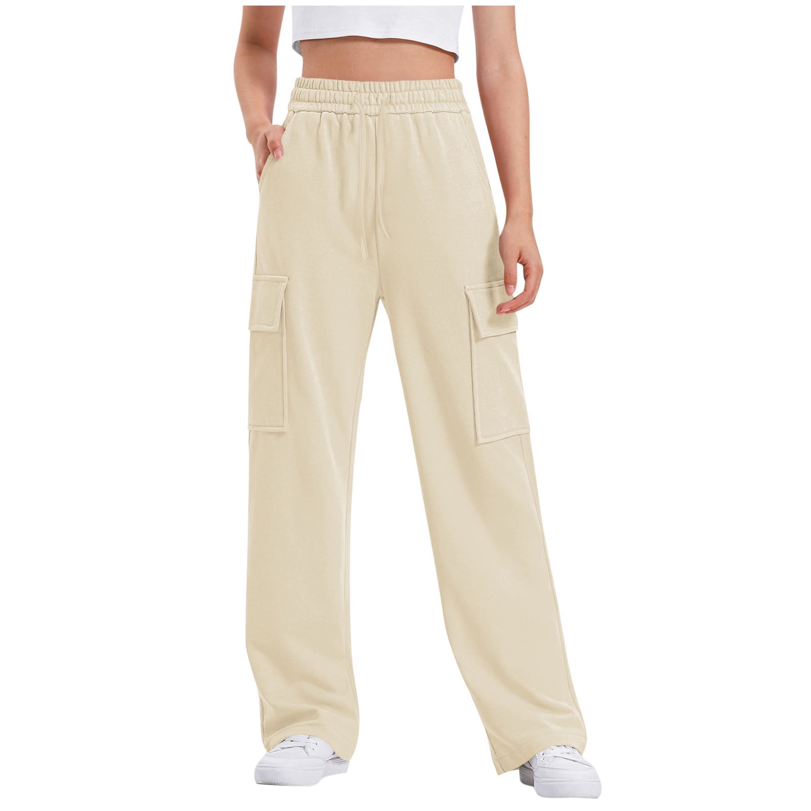 POIUYTR Girls Cargo Sweatpants Cozy Wide Leg Athletic Pants High ...