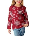POIUYTR Girls Christmas T-Shirt Casual Long Sleeve Crewneck Snowflake ...