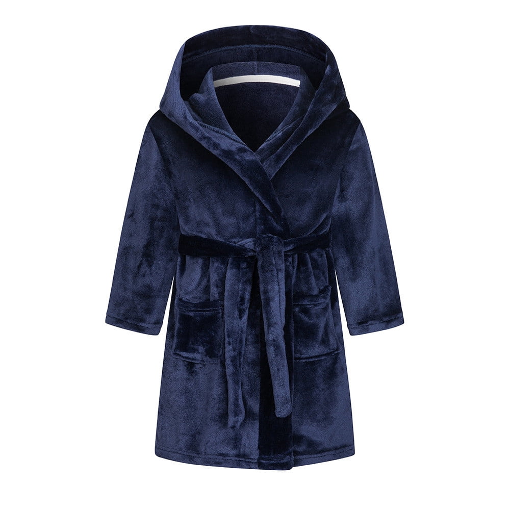 POIUYTR Kids Toddler Fleece Robe, Hooded Soft Fuzzy Bathrobe for Boys ...