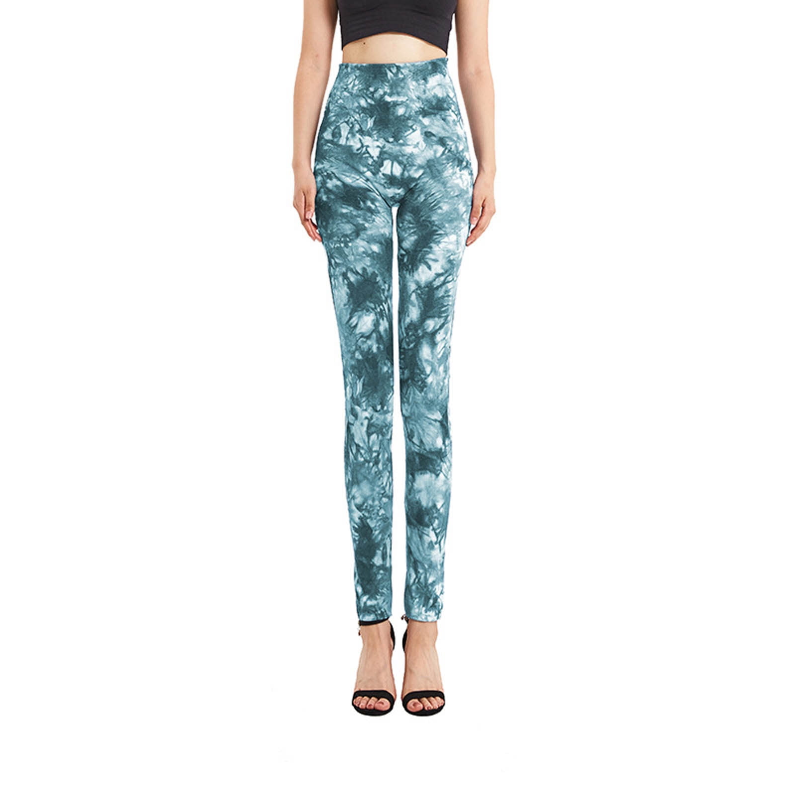 POIUYTR Leggings for Women High Waist Butt Lifting Tummy Control Skinny Jeggings Fashion Tie-dye ...