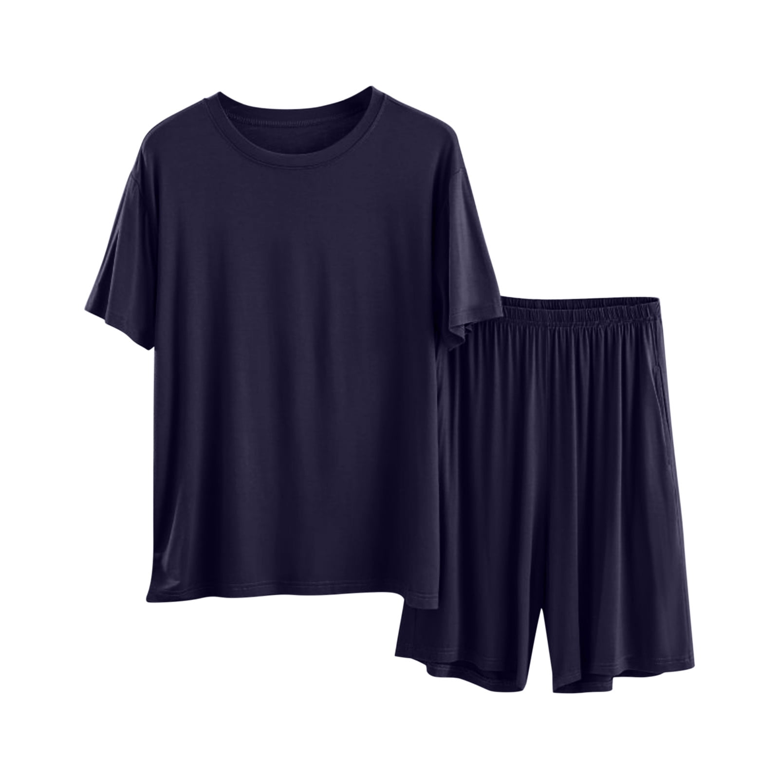 POIUYTR Men's Modal Pajama Set - Lightweight Short Sleeve Sleepwear ...