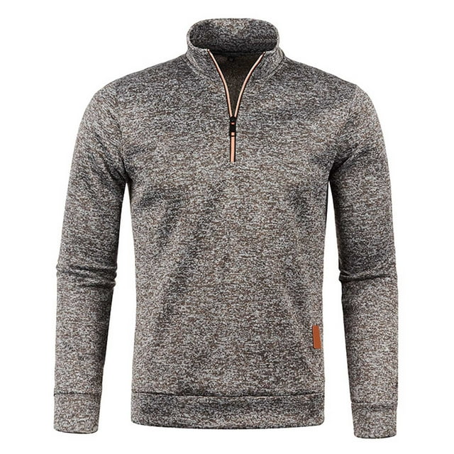 POIUYTR Men's Quarter Zip Pullover Premium Fleece Lined Long Sleeve ...