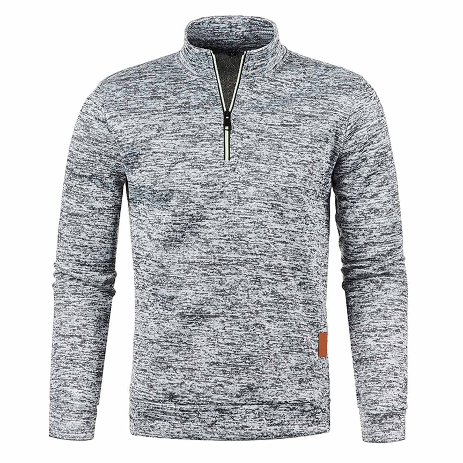 POIUYTR Men's Quarter Zip Pullover Premium Fleece Lined Long Sleeve ...