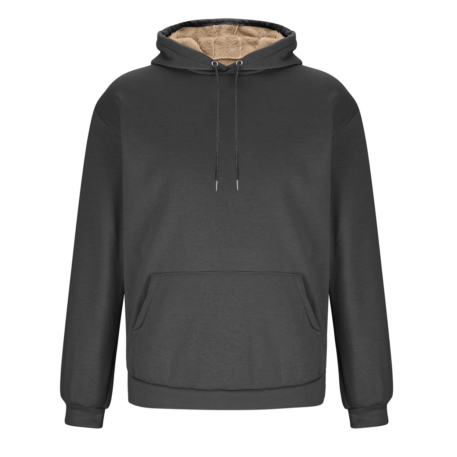 POIUYTR Men's Sherpa Lined Hoodie, Casual Fleece Pullover Hoodie ...