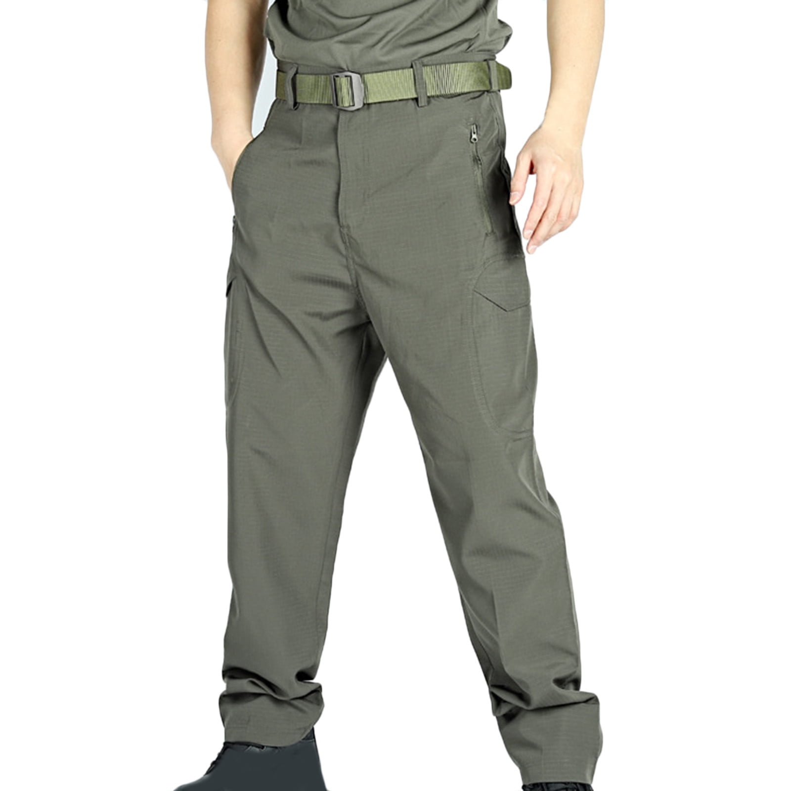 POIUYTR Men's Water Resistant Pants Relaxed Fit Tactical Cargo Work ...