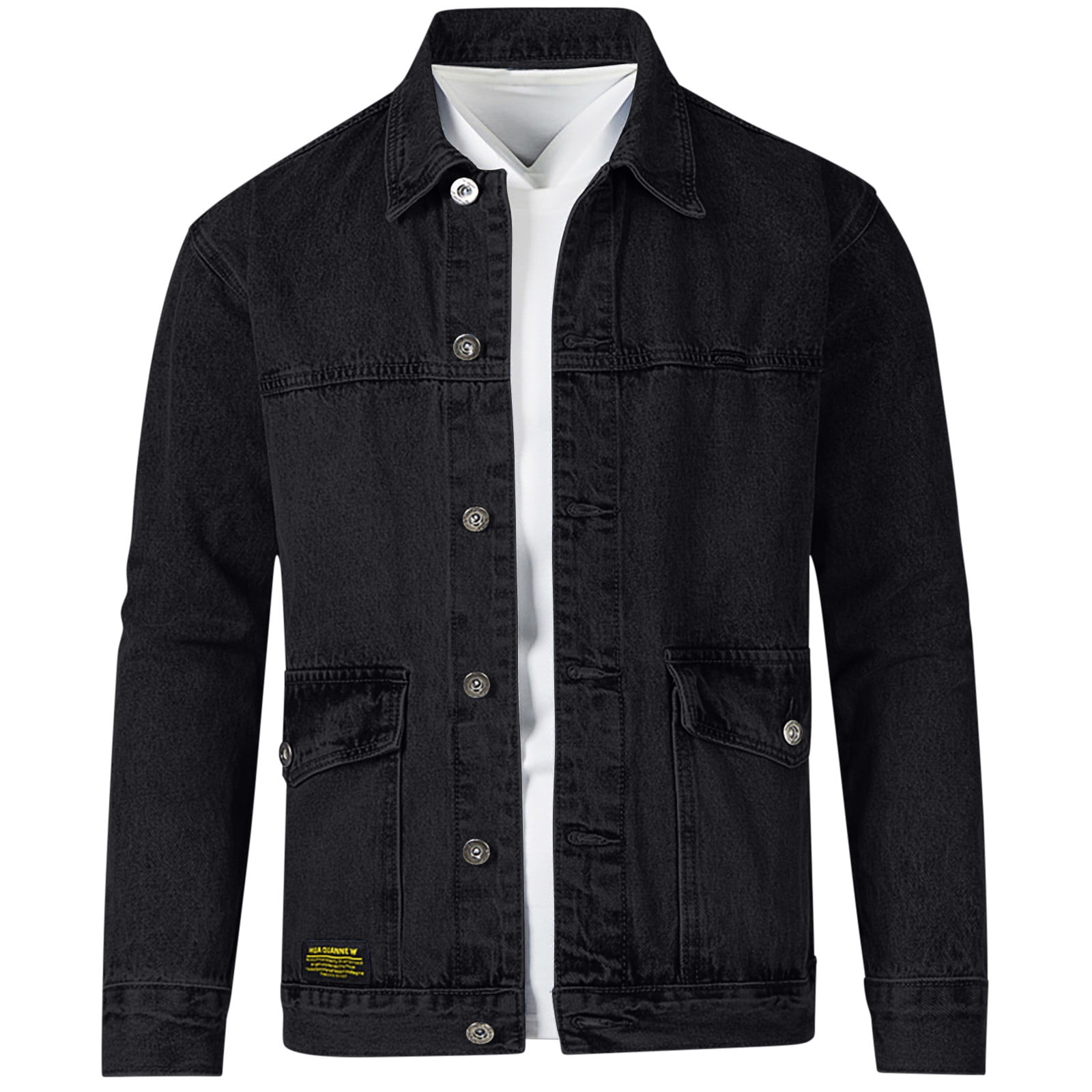 POIUYTR Mens Denim Jacket Long Sleeve Button Down Classic Jean Jackets ...