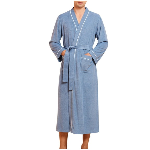 Fancifize Robes for Men Waffle Knit Bathrobe 3/4 Sleeve Kimono ...