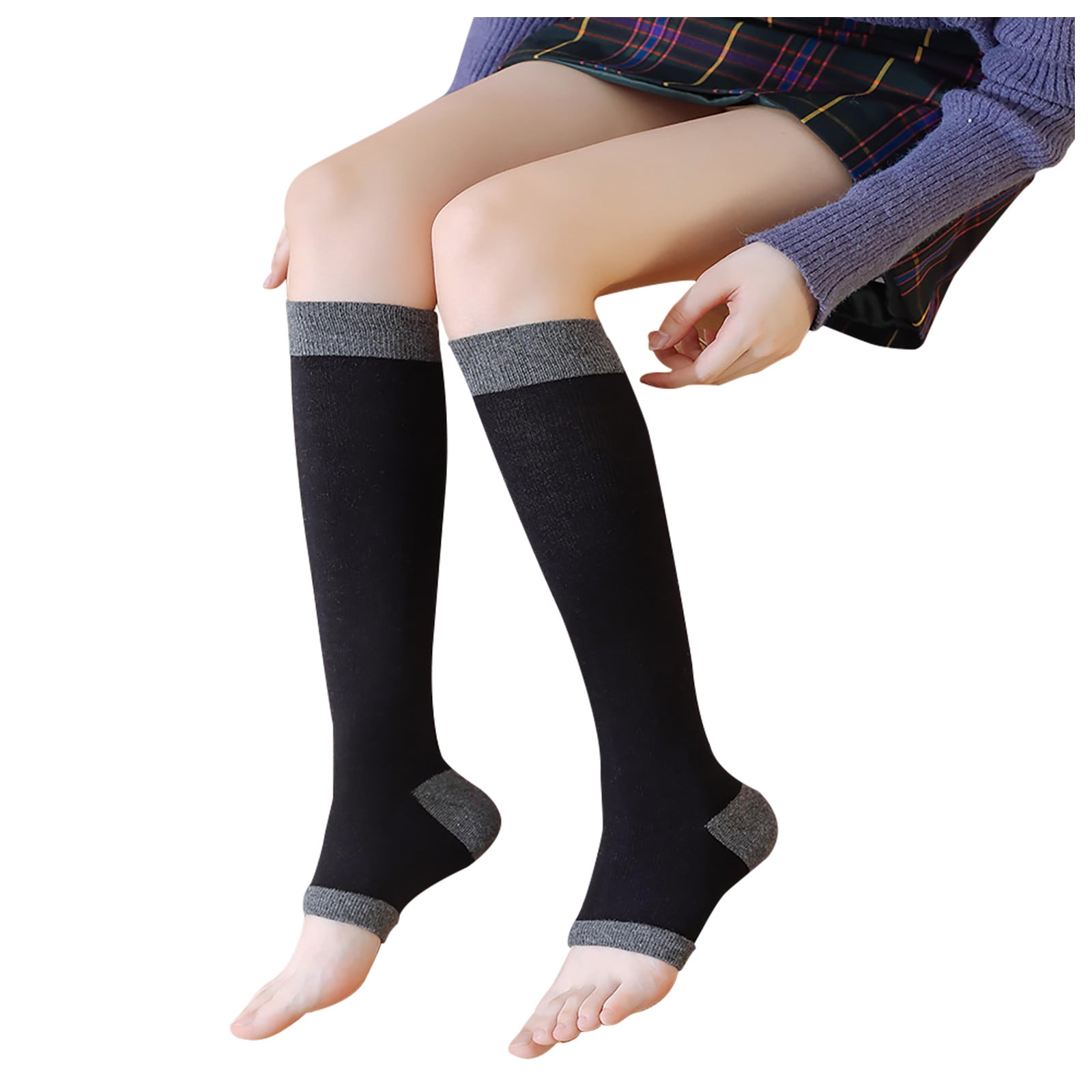 POIUYTR Open Toe Compression Socks for Women Knee High Breathable ...