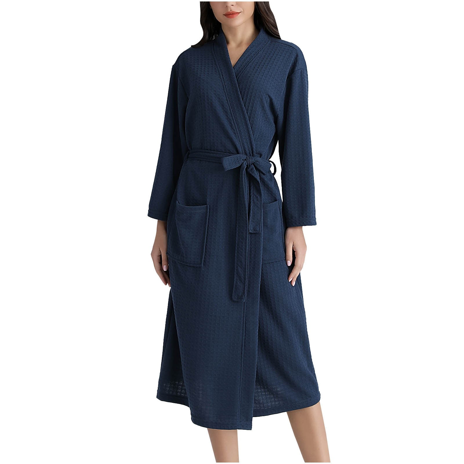 POIUYTR Robes for Women Men Waffle Knit Lightweight Kimono Bathrobe Mid ...