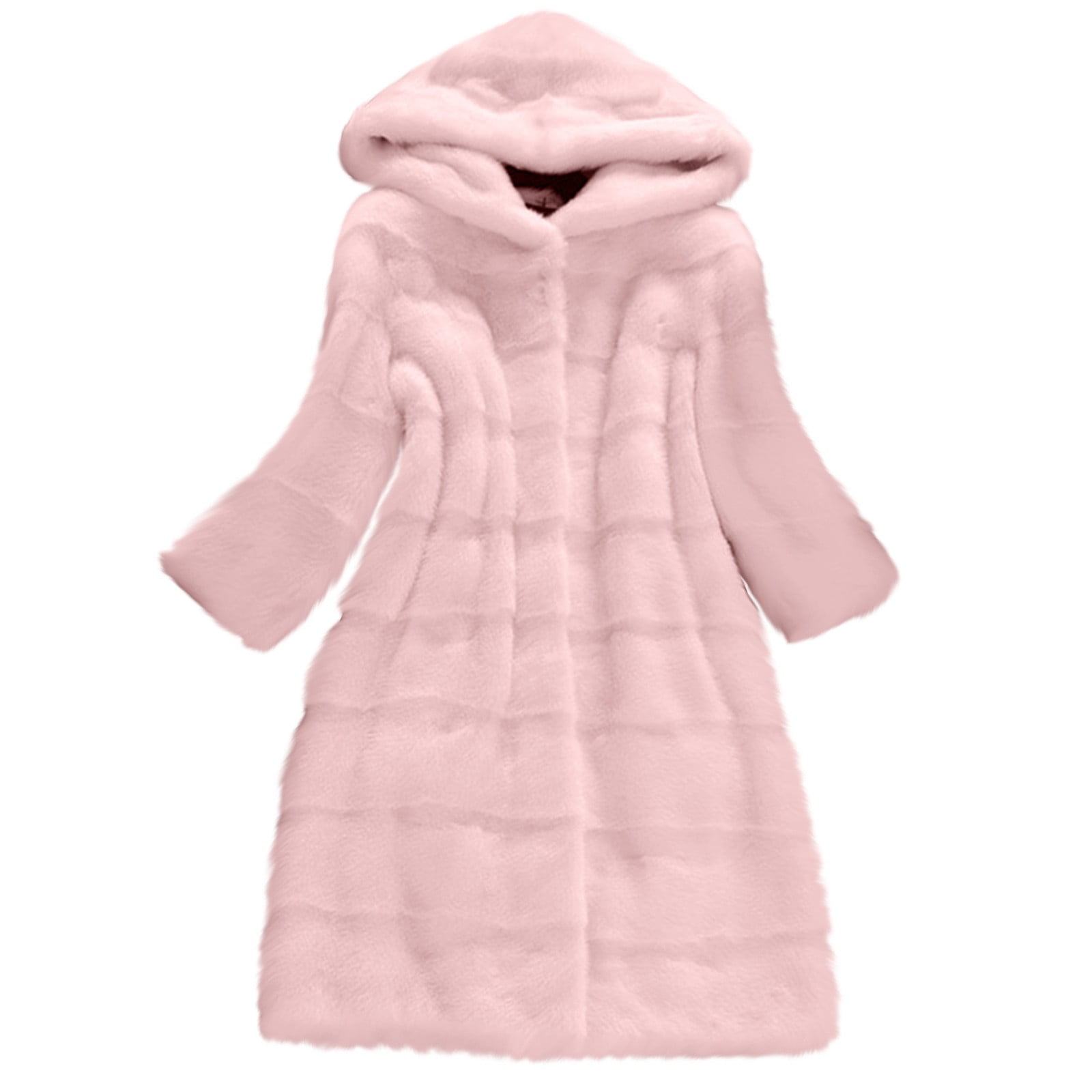 POIUYTR Women Faux Fur Long Jacket Winter Warm Fuzzy Sherpa Fleece Hooded Overcoat Fashion ...