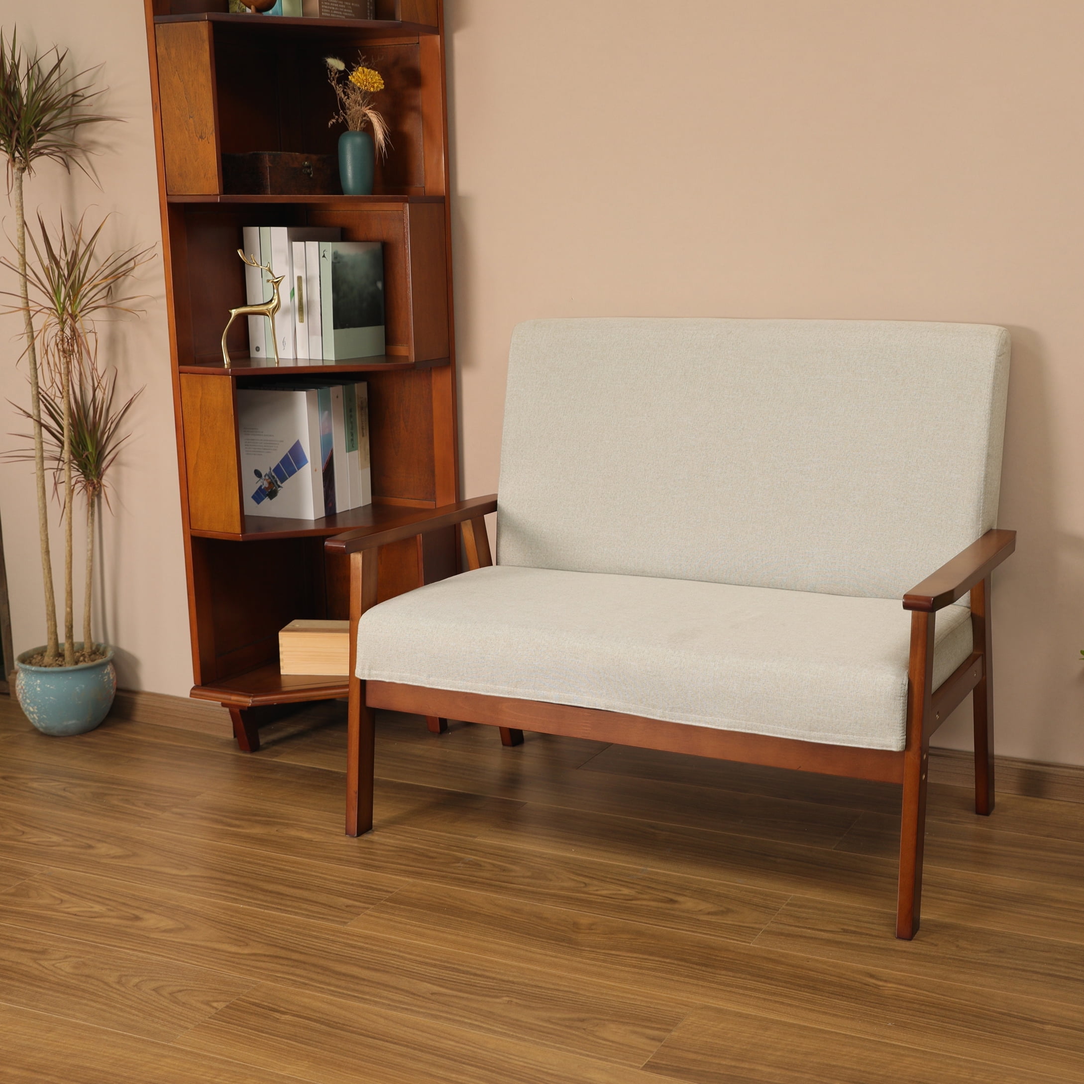 POJPION Loveseat Sofa 2-Seat Small Couch for Small Spaces Mid Century ...