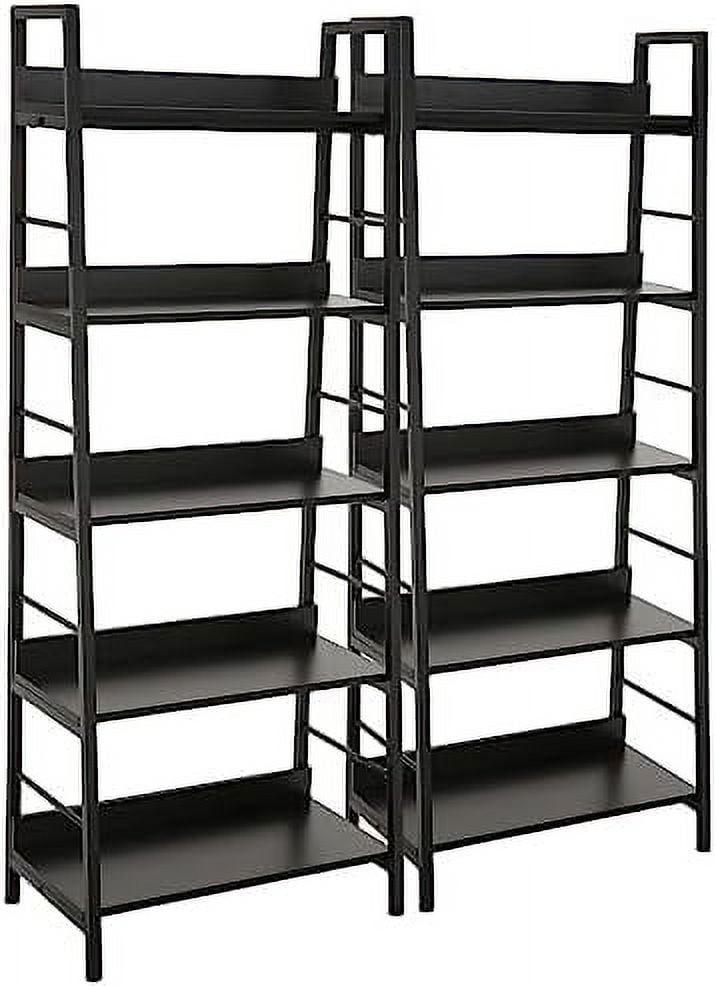 POJUBS Industrial Bookshelf Ladder 5 Tier Narrow Floor Freestanding ...