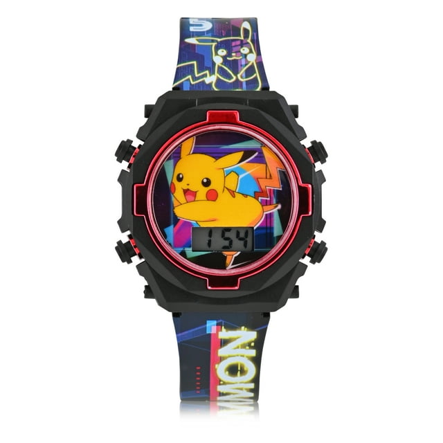 Pokemon Unisex Childrens LCD Watch with Flashing Light Up Case and ...