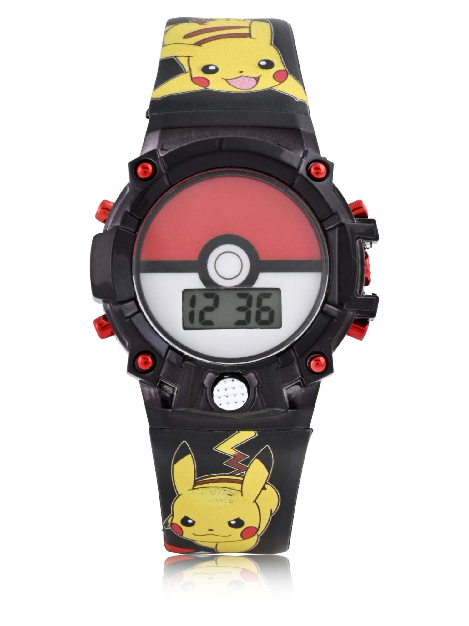 POK4394WM Pokemon Ball Kids Flashing Lights LCD Watch with Printed ...